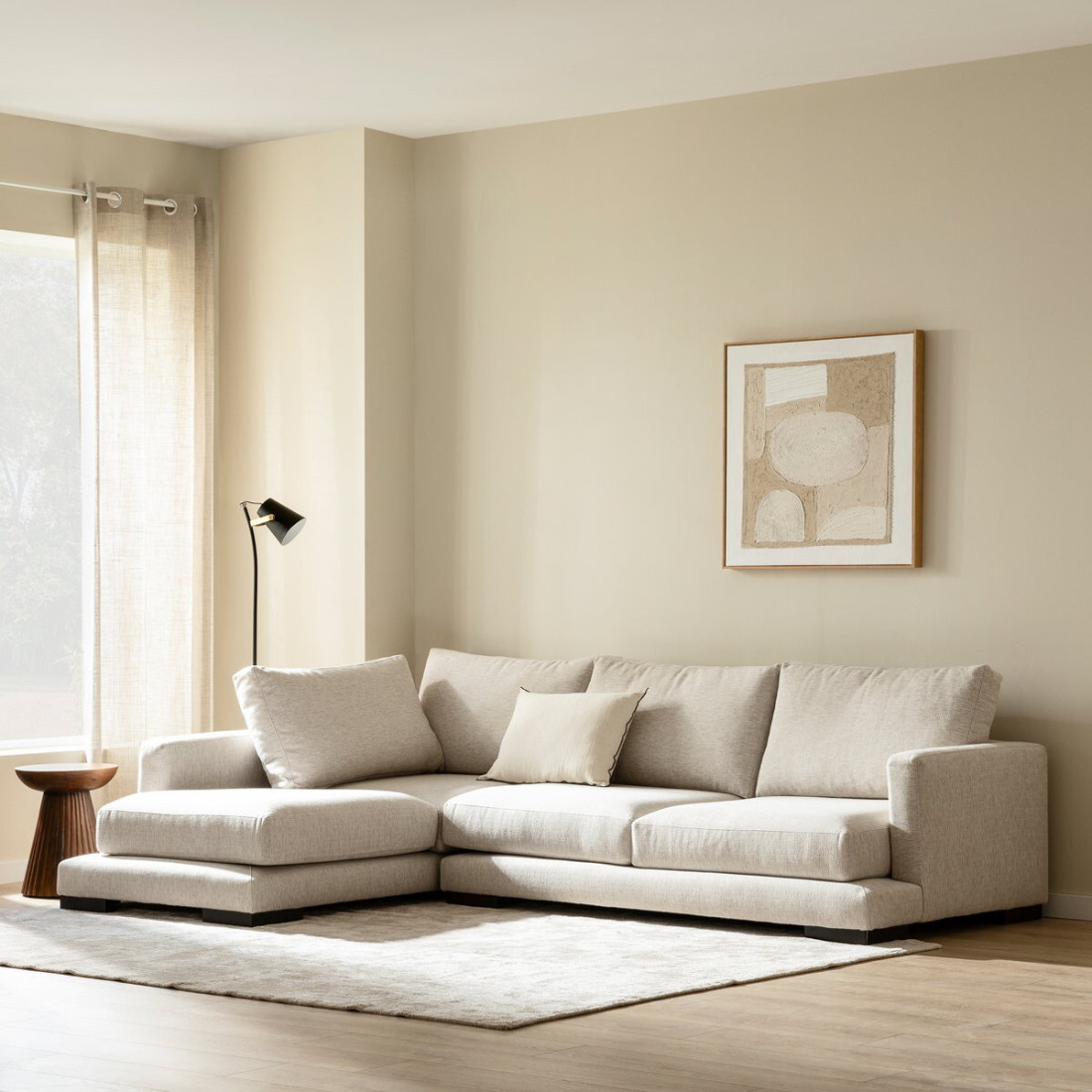 Sofa chaise mediana izquierda beige Crate Kenayhome